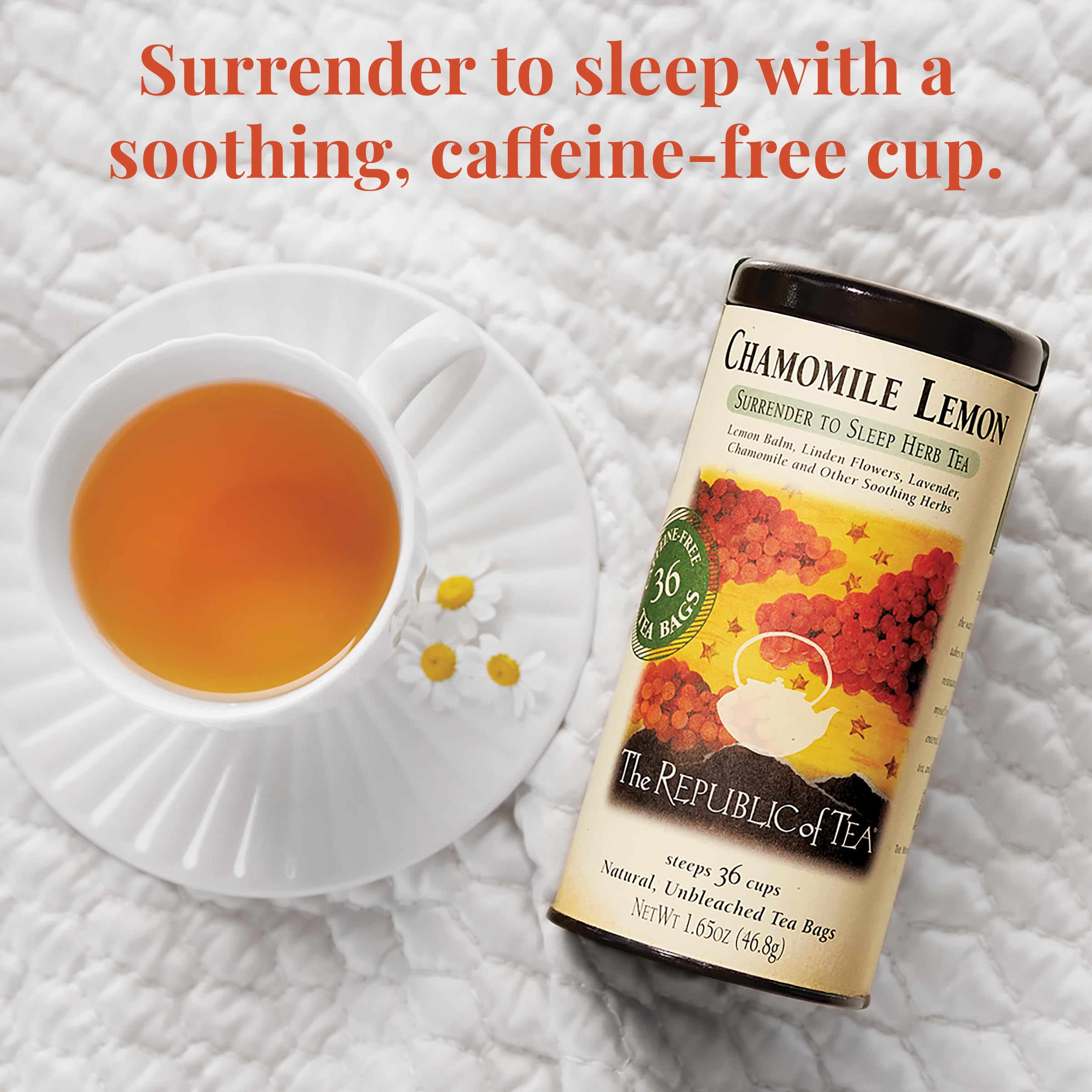 The Republic of Tea Chamomile Lemon Herbal Tea, 36 Tea Bag Tin