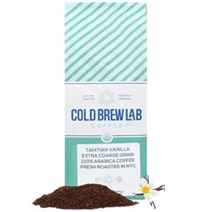 cold brew organic coarse ground flavored coffee, vanilla flavor, dark roast, colombian supremo, coarse grind for cold brew coffee & french press,1 lb