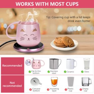 Nouvati Mug Warmer/Candle Warmer Plate/Coffee Warmer for Desk Auto Shut Off: Excellent Heating, 2 Heating Modes, Safety Features, Sleek & Compact Design; Tea Warmer (Rose Pink)