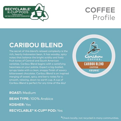 Caribou Coffee Keurig Single-Serve K-Cup Pods, Caribou Blend Medium Roast Coffee, 24 Count