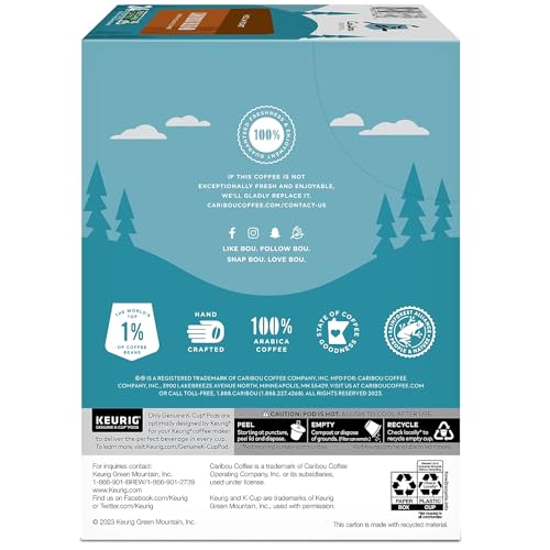 Caribou Coffee Keurig Single-Serve K-Cup Pods, Caribou Blend Medium Roast Coffee, 24 Count