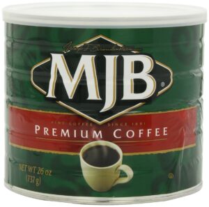 mjb coffee, premium blend ground coffee, light roast, 26 ounce