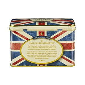 New English Teas Union Jack Tea Tin with 40 English Breakfast Teabags, British Souvenir