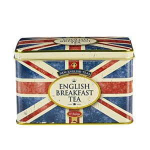 New English Teas Union Jack Tea Tin with 40 English Breakfast Teabags, British Souvenir