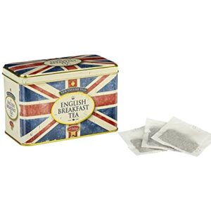 New English Teas Union Jack Tea Tin with 40 English Breakfast Teabags, British Souvenir