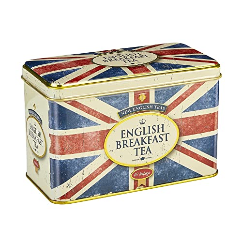 New English Teas Union Jack Tea Tin with 40 English Breakfast Teabags, British Souvenir