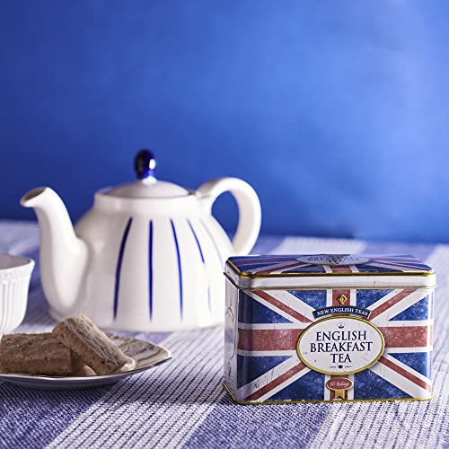 New English Teas Union Jack Tea Tin with 40 English Breakfast Teabags, British Souvenir