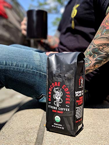 Hardcore Ground Coffee, High Caffeine, strong roast 16 Oz