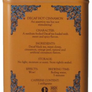 Harney & Son's Decaf Hot Cinnamon Tea Tin 20 Sachets (1.4 oz ea, Two Pack) - Decaffeinated Black Tea Blended with Cinnamon, Orange, and Sweet Cloves - 2 Pack 20ct Sachet Tins (40 Sachets)