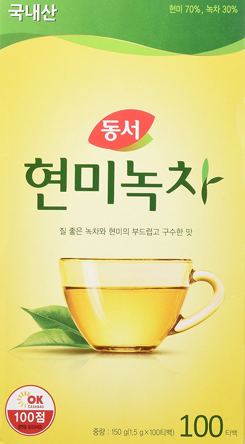 Dongsuh Korean Brown Rice Green Tea, Traditional Korean Tea Blend, 100 1.5g Tea Bags