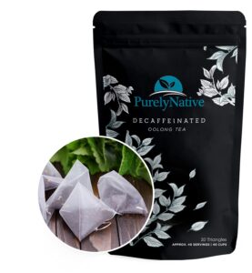 decaffeinated oolong tea bags, great for caffeine free hot brew, iced or kombucha tea | decaf oolong tea triangles | 20 tea bag sachets makes 40 cups of tea