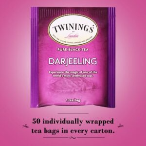 Twinings Darjeeling Tea - A Delicate, Dry Black Tea, Sophisticated Coffee Alternative with Less Caffeine, Individually Wrapped Tea Bags, 50 Count (Pack of 3)