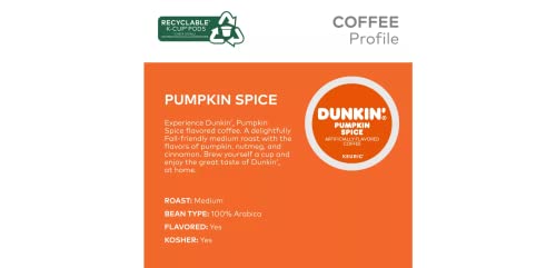 Dunkin Donuts Pumpkin Spice Coffee, 22 coffee pods, compatible with Keurig Coffee Makers