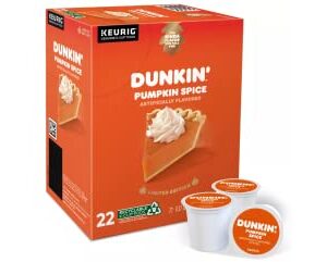 Dunkin Donuts Pumpkin Spice Coffee, 22 coffee pods, compatible with Keurig Coffee Makers