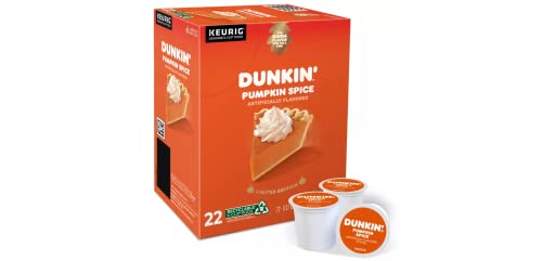 Dunkin Donuts Pumpkin Spice Coffee, 22 coffee pods, compatible with Keurig Coffee Makers