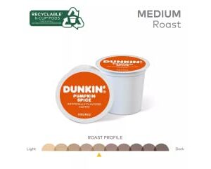 Dunkin Donuts Pumpkin Spice Coffee, 22 coffee pods, compatible with Keurig Coffee Makers