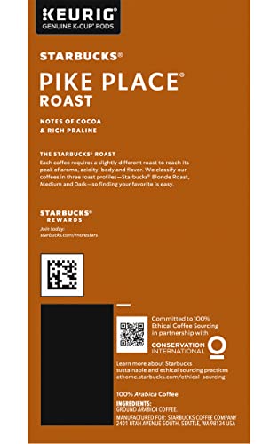 Starbucks Pike Place Roast, K-Cup Portion Pack for Keurig K-Cup Brewers, 24 K-Cups (Pack of 2)