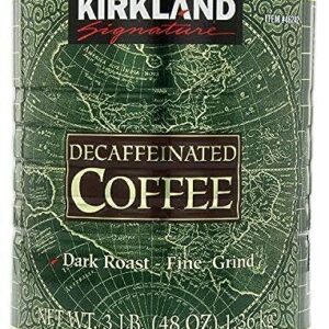 Kirkland Signature 100% Colombian Dark Roast Decaffeinated Ground Coffee, 3 Pound (Pack of 2)