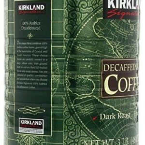 Kirkland Signature 100% Colombian Dark Roast Decaffeinated Ground Coffee, 3 Pound (Pack of 2)