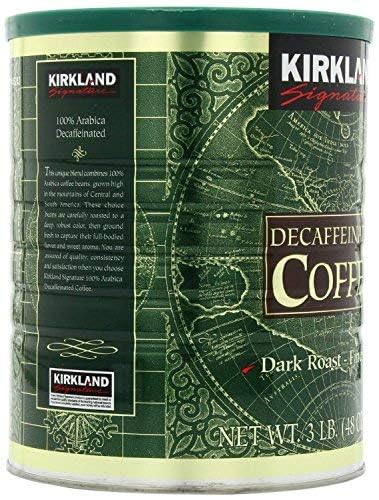 Kirkland Signature 100% Colombian Dark Roast Decaffeinated Ground Coffee, 3 Pound (Pack of 2)