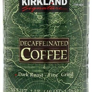 Kirkland Signature 100% Colombian Dark Roast Decaffeinated Ground Coffee, 3 Pound (Pack of 2)