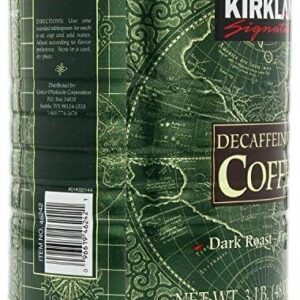 Kirkland Signature 100% Colombian Dark Roast Decaffeinated Ground Coffee, 3 Pound (Pack of 2)