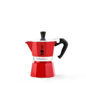 bialetti - moka espress: iconic stovetop espresso maker, makes real italian coffee, moka pot 6 cups (6 oz), aluminium, red