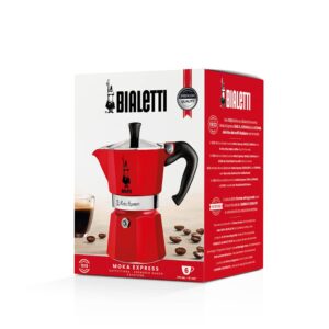 Bialetti - Moka Espress: Iconic Stovetop Espresso Maker, Makes Real Italian Coffee, Moka Pot 6 Cups (6 Oz), Aluminium, Red