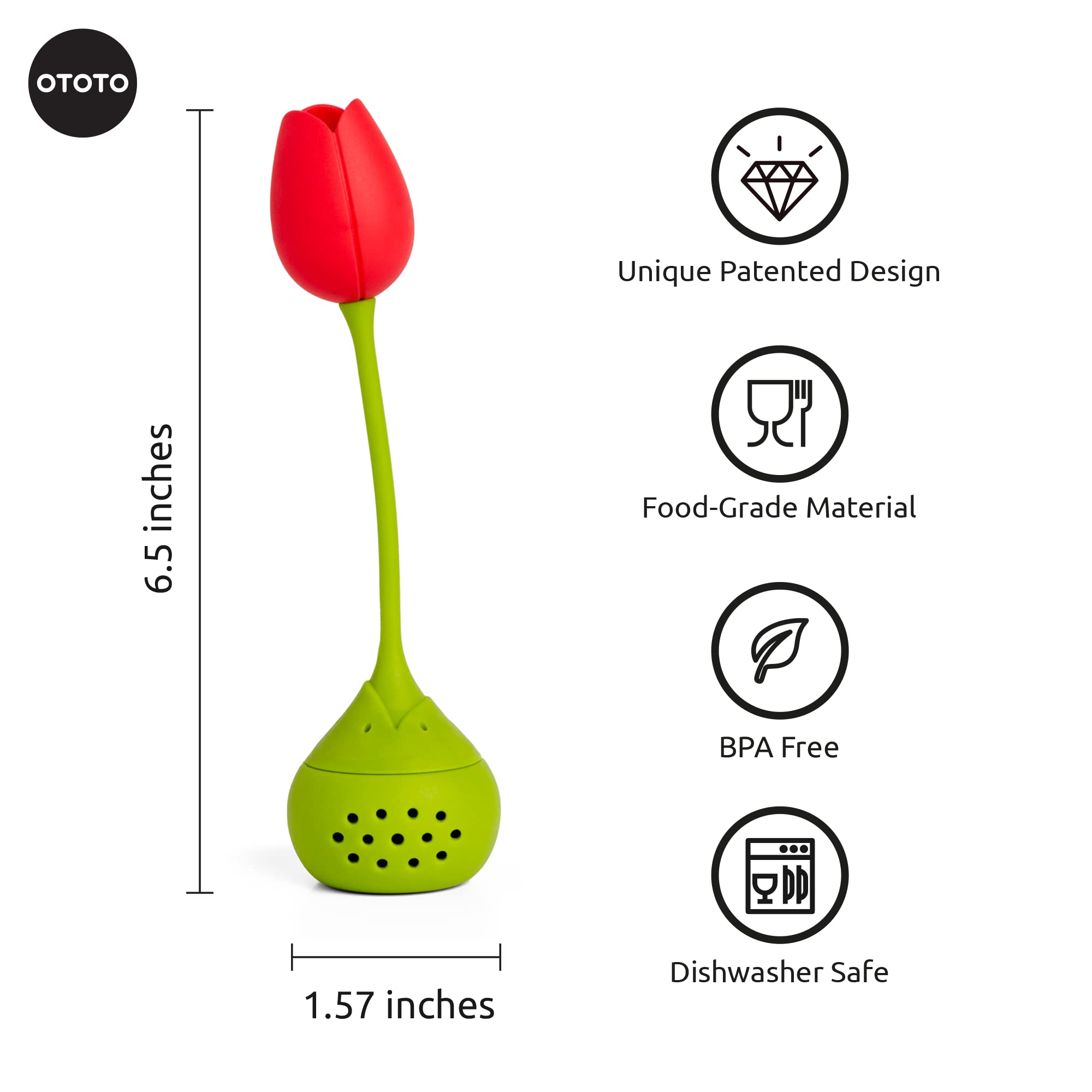 Cute Tea Infuser by OTOTO - Loose Leaf Tea Steeper, Tea Accessories, Tea Diffusers, Tea Infuser for Loose Leaf Tea, Tea Strainers, Cute Gifts, Tea Gift Set, Kitchen Gifts, Cooking Gadgets