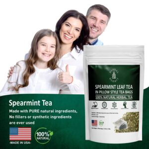 Spearmint Tea (50 Tea Bags) with Natural Spearmint Leaves Herbal Tea in Caffeine Free Easy to Use Tea Bags