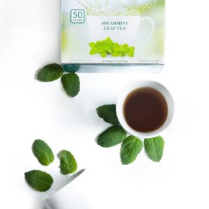 Spearmint Tea (50 Tea Bags) with Natural Spearmint Leaves Herbal Tea in Caffeine Free Easy to Use Tea Bags