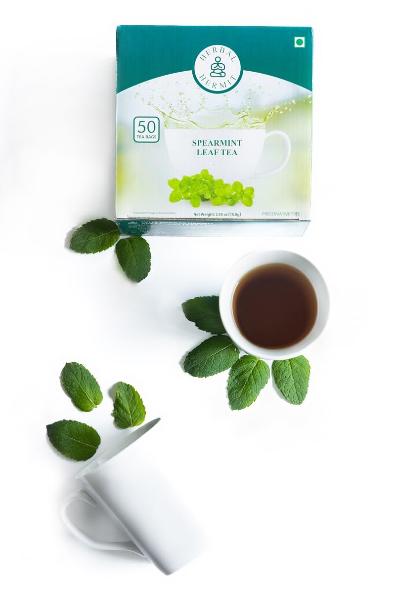 Spearmint Tea (50 Tea Bags) with Natural Spearmint Leaves Herbal Tea in Caffeine Free Easy to Use Tea Bags