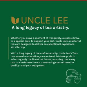 Uncle Lee’s Organic Green Tea - Premium Tea for Everyday Wellness, Medium Caffeine, Antioxidant-Rich Green Tea Bags, Individually Wrapped, 100 Count (Pack of 4)