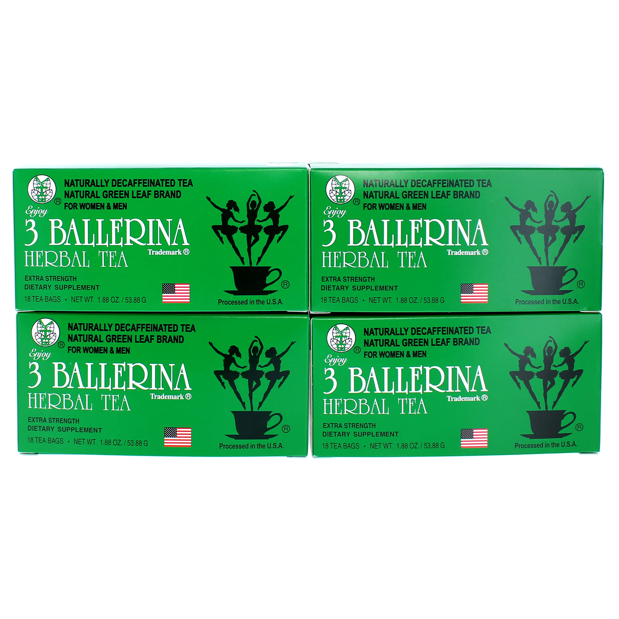 3 Ballerina Herbal Tea Extra Strength 18 Count (Pack of 4)