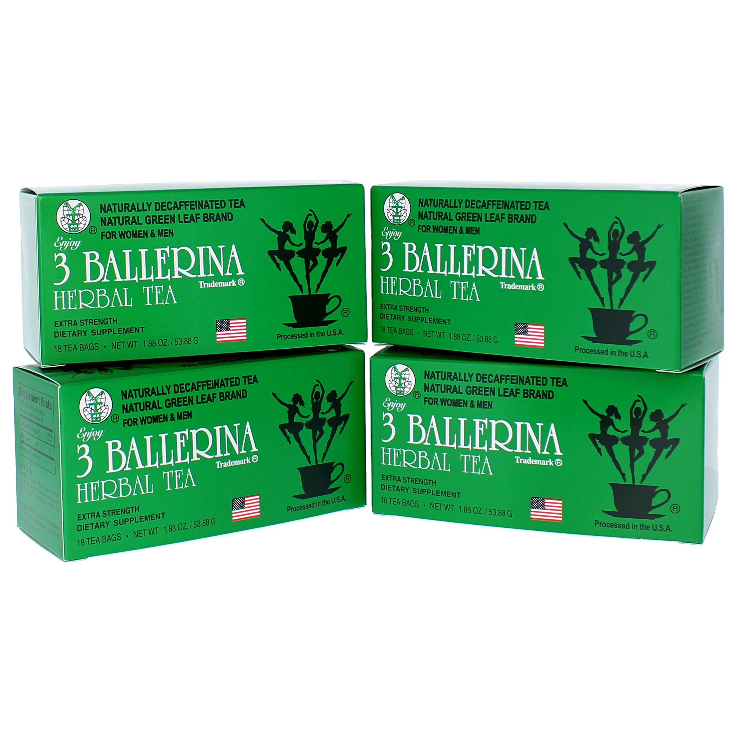 3 Ballerina Herbal Tea Extra Strength 18 Count (Pack of 4)