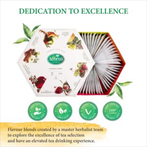 ACORUS Summer Taste Fruit Tea Set | Natural Assorted Tea Hamper Box Gift Set | Large Selection Box 60 Tea Bags | Tea Gift Sets | 6 Fruit and Berry Tea Flavour Sampler