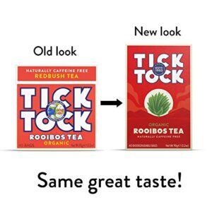 TICK TOCK TEAS Organic Rooibos Tea Bags, Organic Original Rooibos Tea, 40 Count