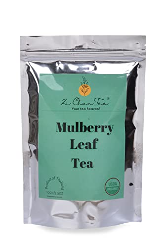 Zi Chun Tea | Organic White Mulberry Leaf Tea | Loose Leaf Herbal Tea from Thailand | Caffeine Free Organic Wellness Tea | Morus alba - 3.5 oz