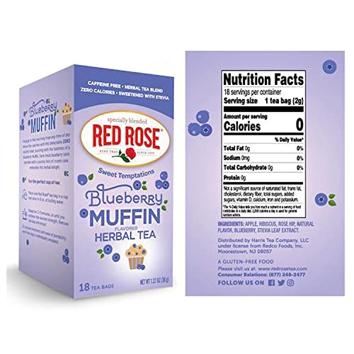 Red Rose Sweet Temptations Bundle! 6 Flavor Sugar Cookie, Banana Foster, Caramel Apple Pie, Blueberry Muffin, Lemon Cake & Strawberry Cheesecake! 0 Calories, Gluten Free and Caffeine Free Herbal Tea!