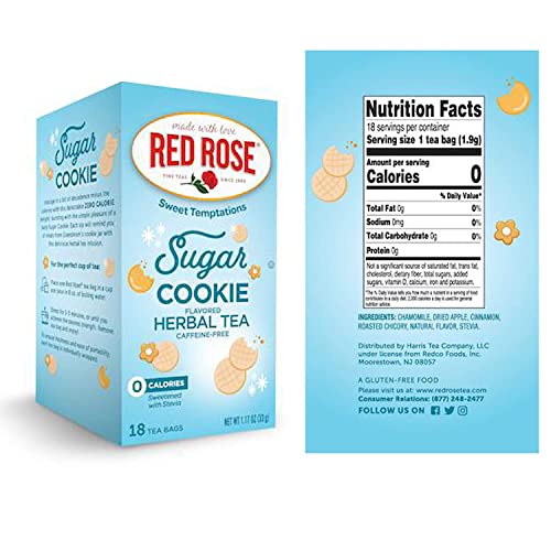 Red Rose Sweet Temptations Bundle! 6 Flavor Sugar Cookie, Banana Foster, Caramel Apple Pie, Blueberry Muffin, Lemon Cake & Strawberry Cheesecake! 0 Calories, Gluten Free and Caffeine Free Herbal Tea!