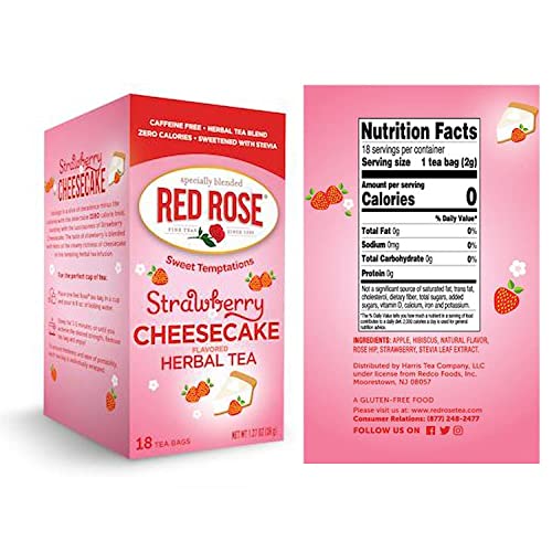 Red Rose Sweet Temptations Bundle! 6 Flavor Sugar Cookie, Banana Foster, Caramel Apple Pie, Blueberry Muffin, Lemon Cake & Strawberry Cheesecake! 0 Calories, Gluten Free and Caffeine Free Herbal Tea!