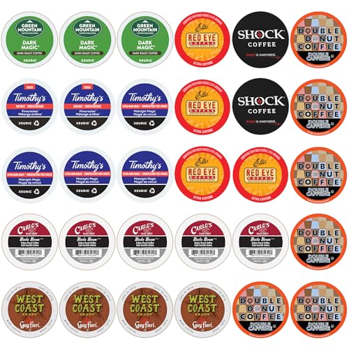 High Caffeine Coffee Pods Variety Pack - Sample The Strongest Coffee From the Top Brands with Our Extra Caffeine Sampler of 30 Coffee Pods Compatible with Keurig K Cup Coffee Makers