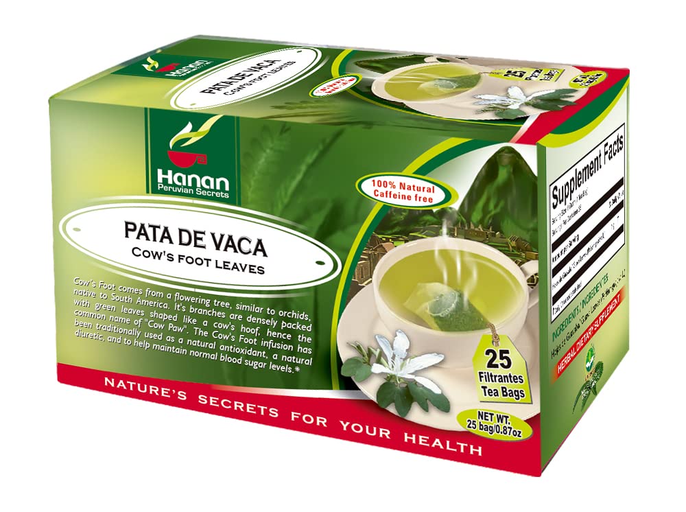 Hanan Peruvian Secrets Cow's foot (Pata de Vaca) Tea | 100% All-Natural Bauhinia forficata from Peru traditionally used to promote overall health and well-being | 25 Tea Bags