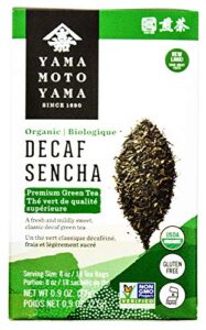 yamamotoyama organic decaf sencha green tea bag, 18 ct (1 pack), decaffeinated