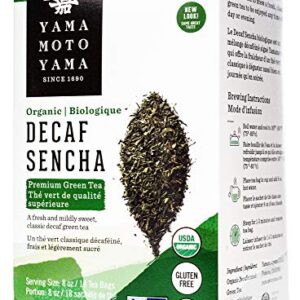 Yamamotoyama Organic Decaf Sencha Green Tea Bag, 18 ct (1 Pack), Decaffeinated