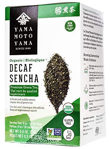 Yamamotoyama Organic Decaf Sencha Green Tea Bag, 18 ct (1 Pack), Decaffeinated