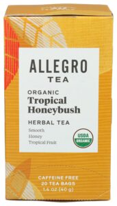 allegro tea, organic tropical honeybush tea bags, 20 ct