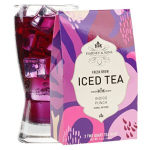 harney fresh brew iced tea indigo punch, butterfly pea flower, three 2-quart bags