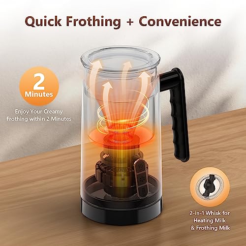 Milk Frother,4-in-1 Electric Frother for Coffee,Spacekey 10.1oz Milk Frother and Steamer,Milk Warmer Heats up to 167℉,Automatic Hot & Cold milk foamer with Buzzer for Latte,Cappuccino,Chocolate Milk