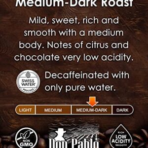 2LB Don Pablo Colombian Decaf - Swiss Water Process Decaffeinated - Medium-Dark Roast - Whole Bean Coffee - Low Acidity - 2 Pound (2 lb) Bag